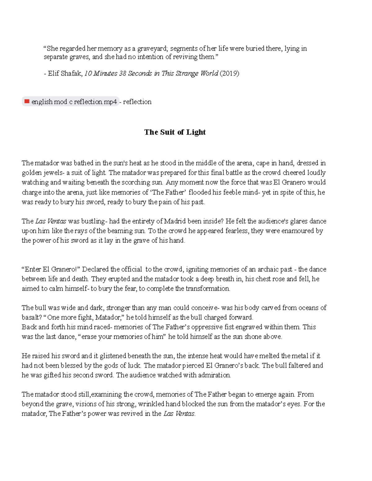 MOD C Reflection: Exploring Trauma in Elif Shafak's "10 Minutes 38 ...