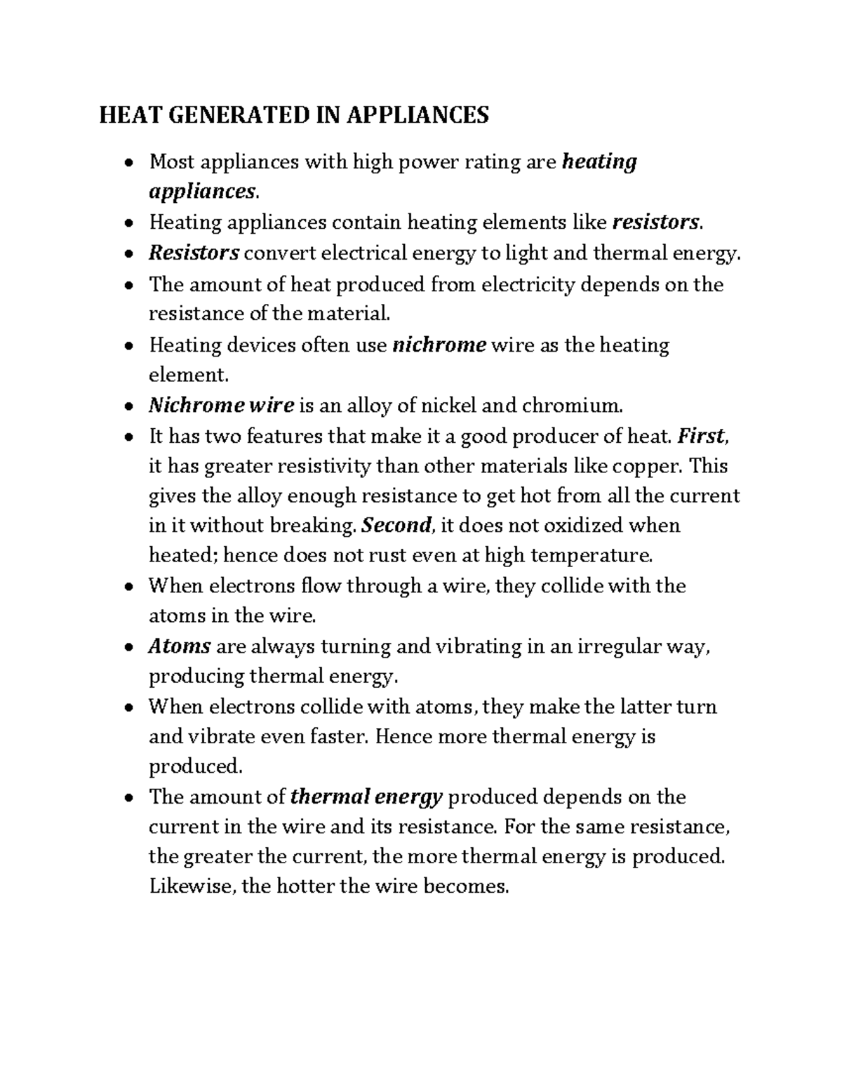 Heat Generation in Electrical Appliances: A Detailed Overview - Studocu