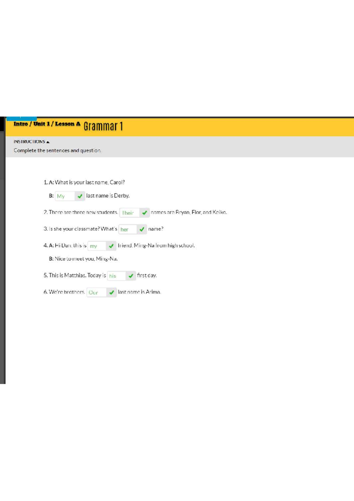 Basic Level Lesson A Grammar Overview - Unit 1 - Studocu