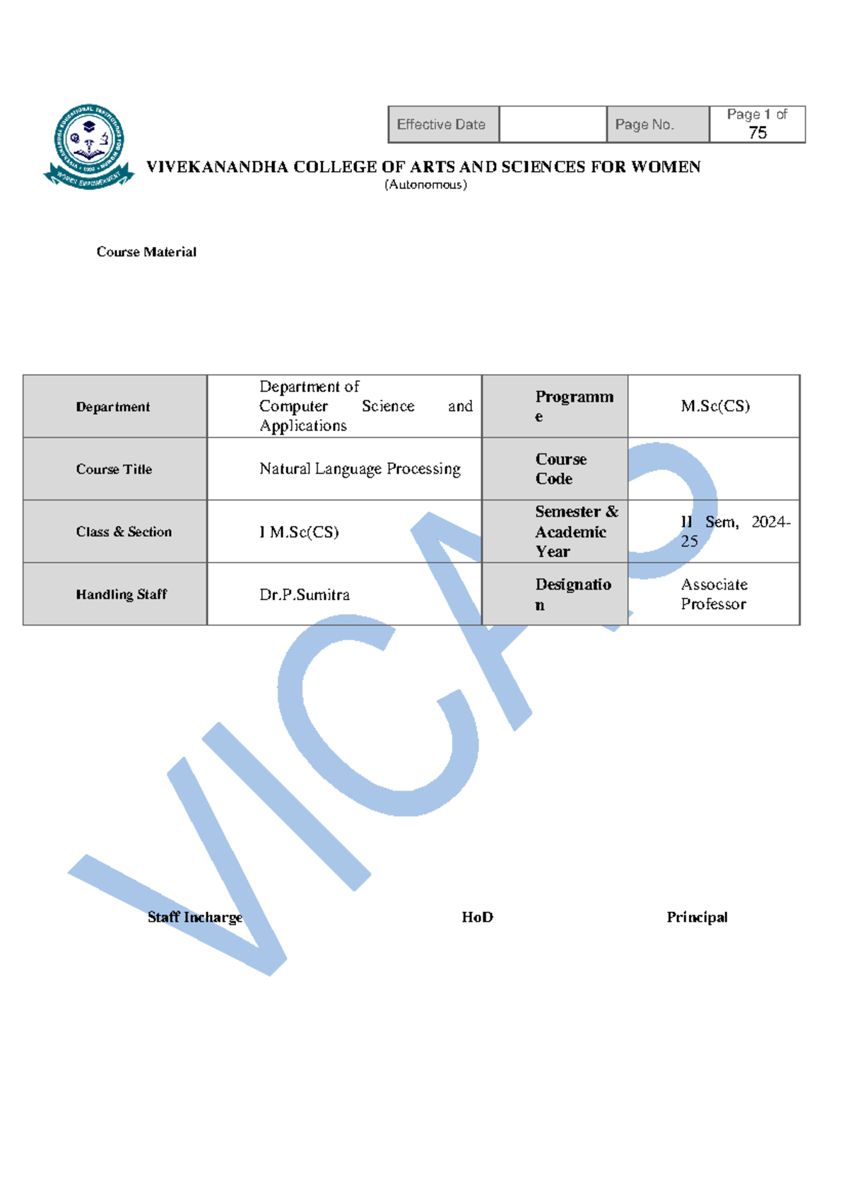 NLP Notes: Unit 1-5 Overview for M.Sc(CS) II Sem Final Exam - Studocu