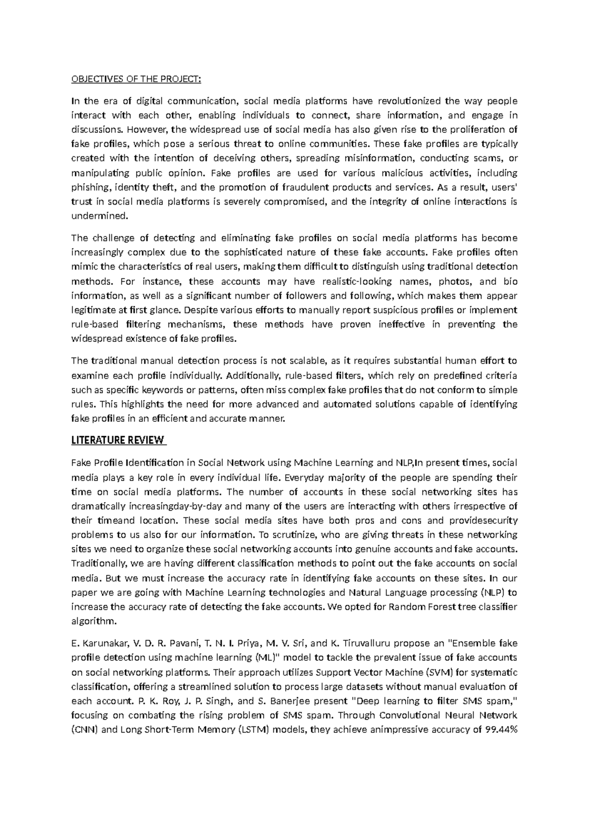 FAKE Profile Detection System: Objectives and Overview - Studocu