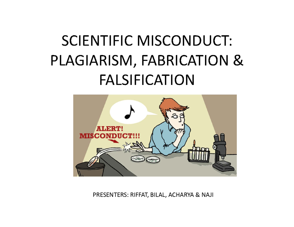 Scientific Misconduct: Plagiarism, Fabrication & Falsification (RCR ...