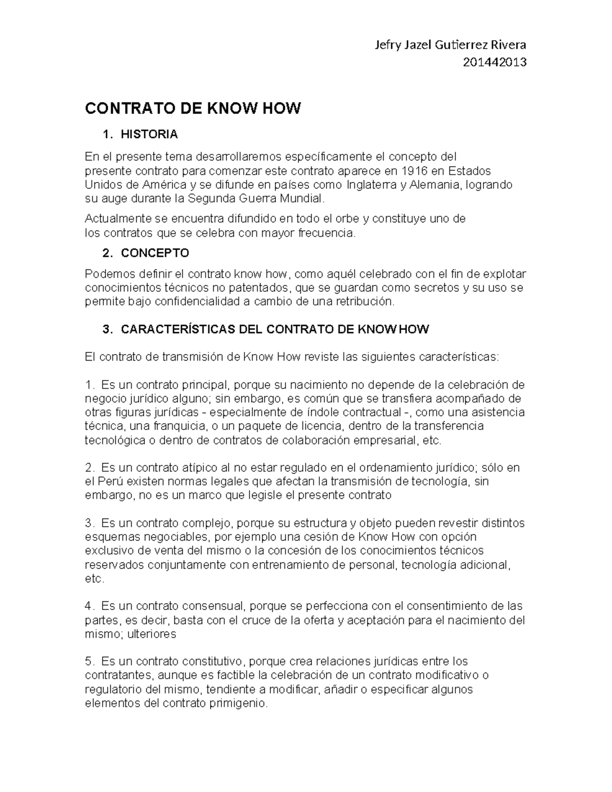 Contrato de Know How: Características y Conceptos Clave - Studocu