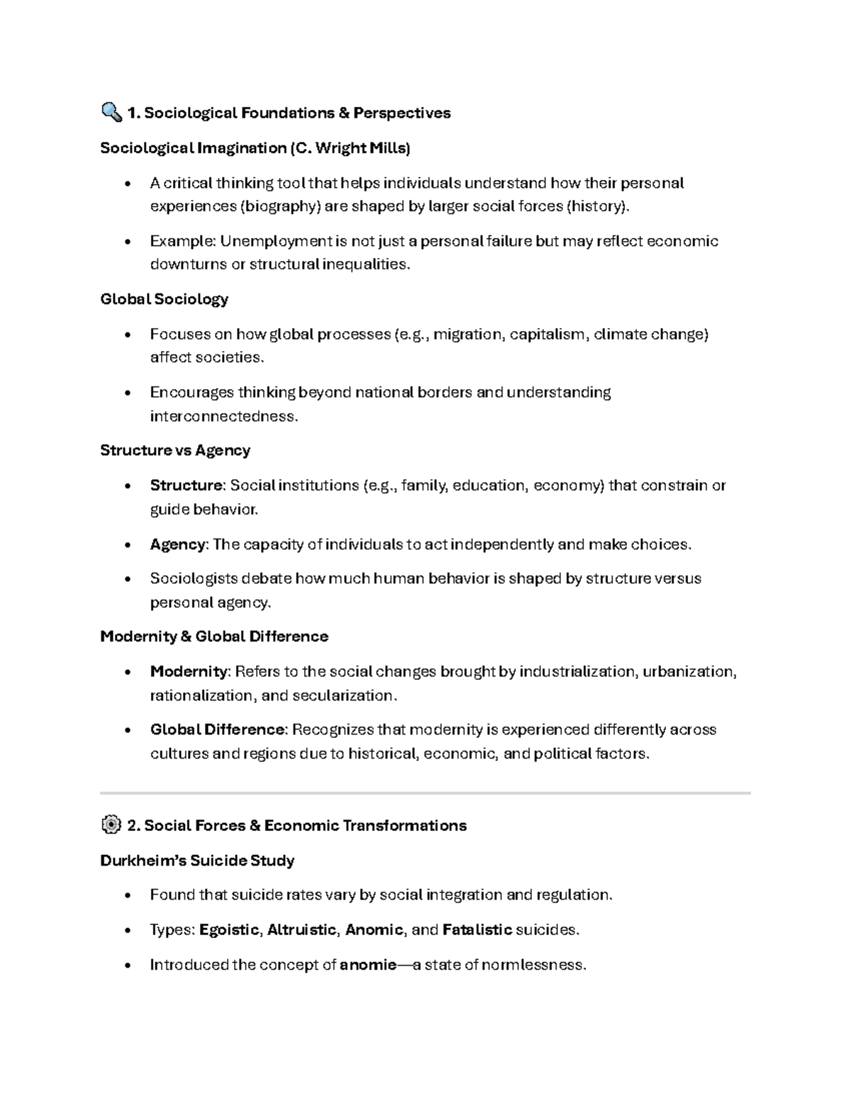 Sociological Foundations & Social Forces: Key Concepts (SOC101) - Studocu
