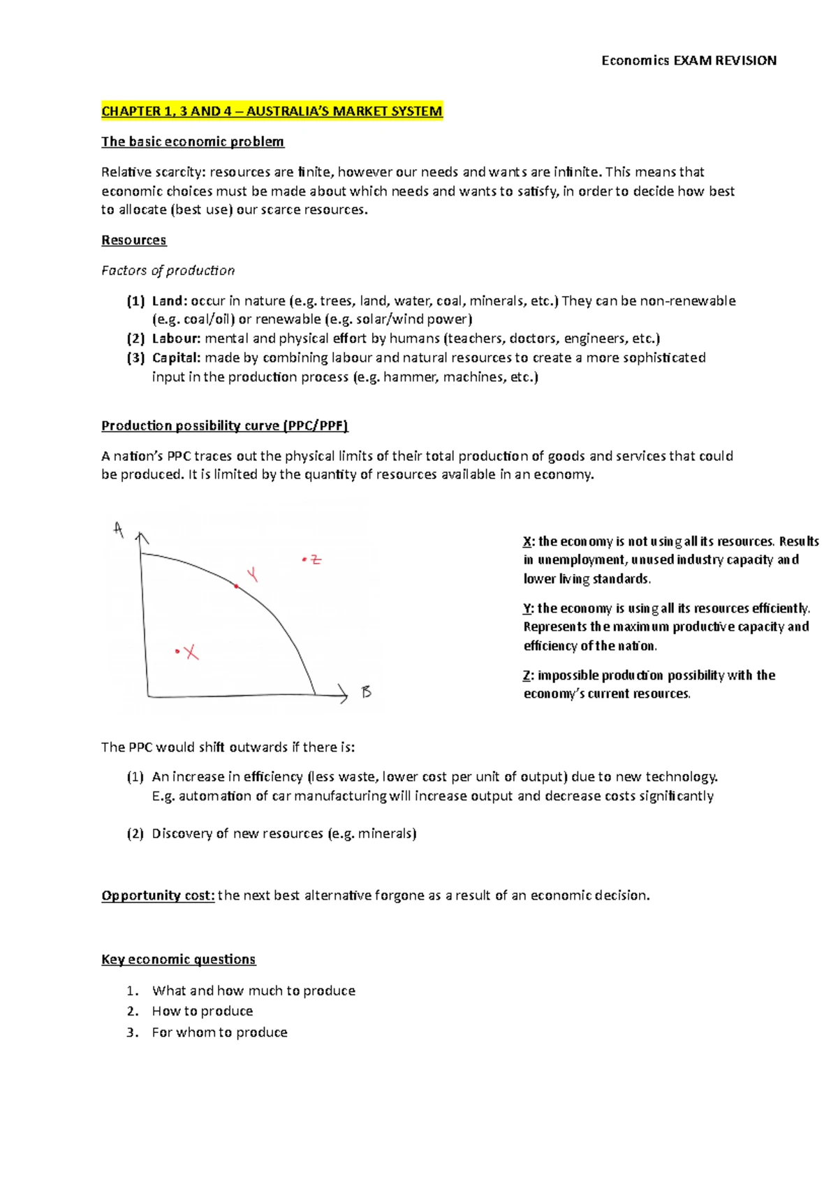 Units 1&2 Economics FULL Course Notes - Economics EXAM REVISION CHAPTER ...