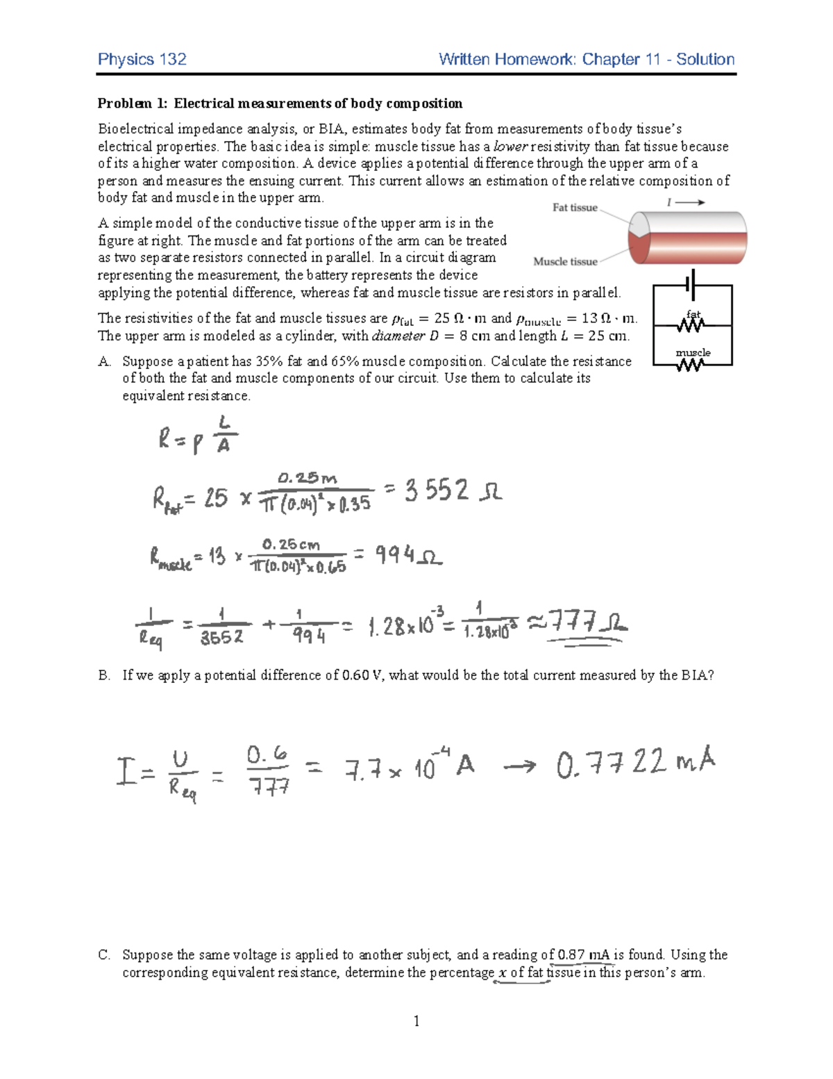 Physics 132 Written Homework Solutions: Chapter 11 Problems - Sp24 ...