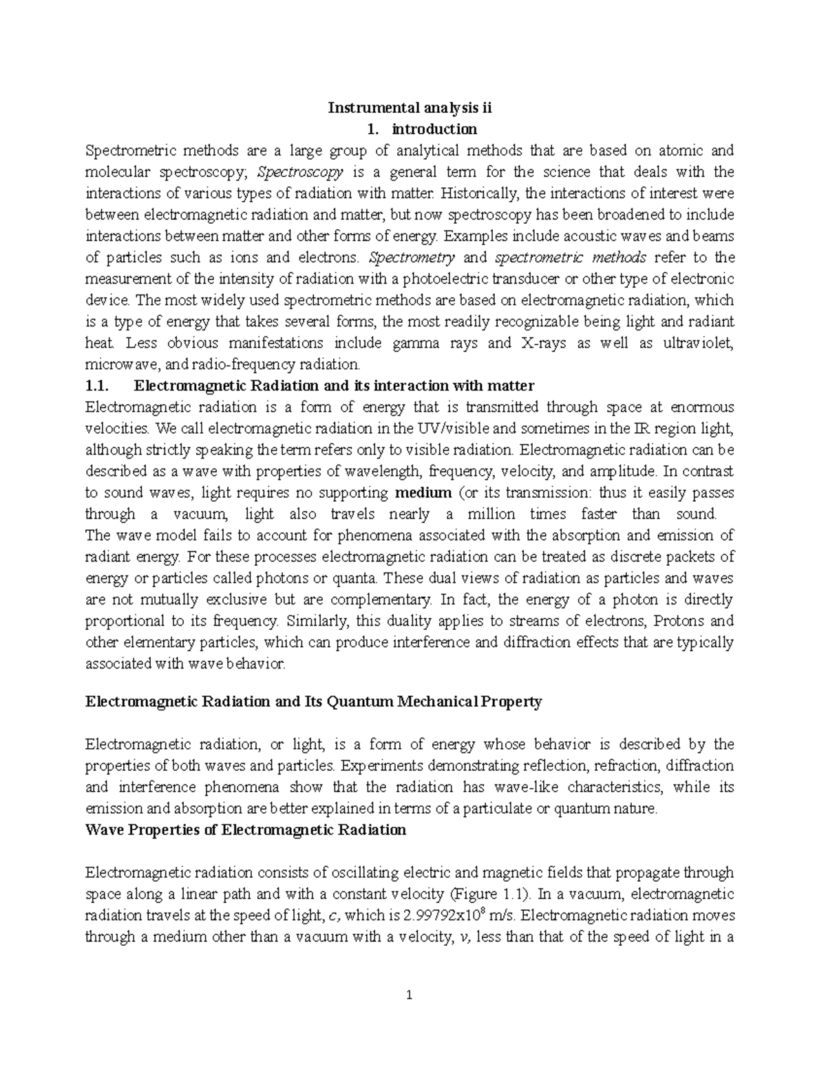 Instrumental Analysis II: Comprehensive Notes on Spectrometry ...