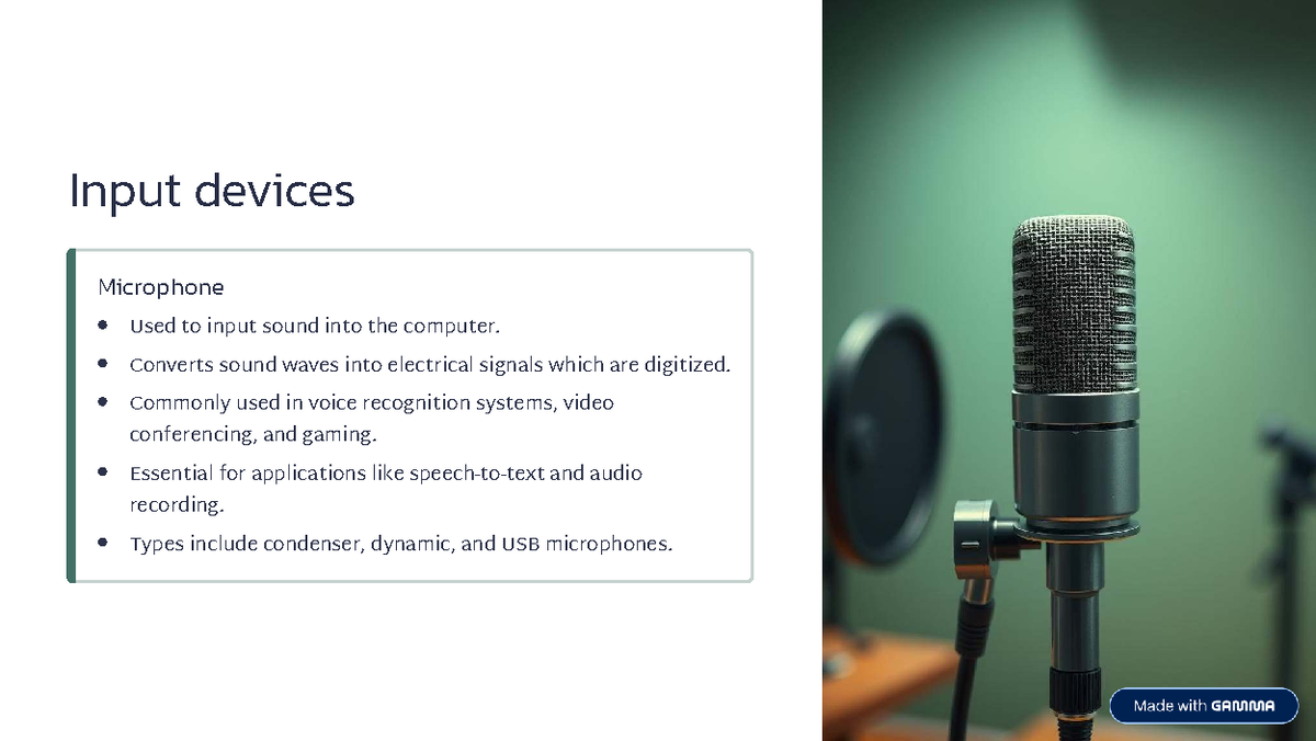 Input Devices Overview: Microphones, Keyboards, and More - Studocu