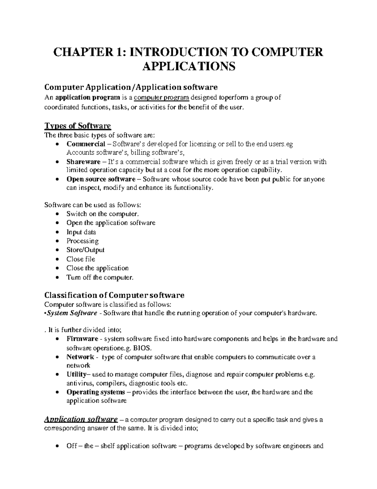 Chapter 1 - Overview of Computer Applications and Their Types - Studocu