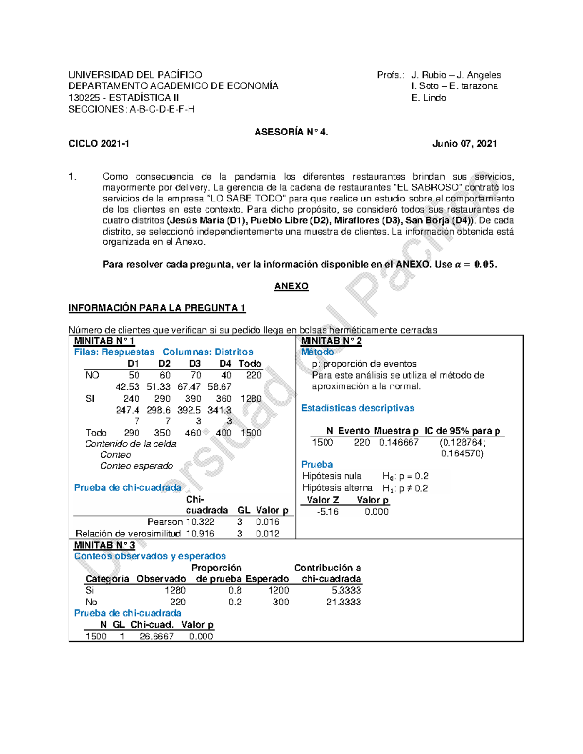 Est2-2021-1 A4 - Pruebas de Hipótesis No Paramétricas en Estadística II ...