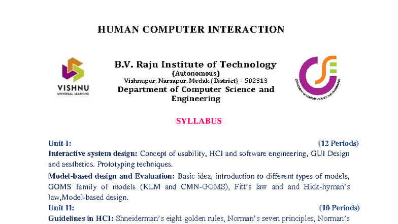 HCI 101: Unit 4 - Dialog Design and Formalism Techniques - Studocu
