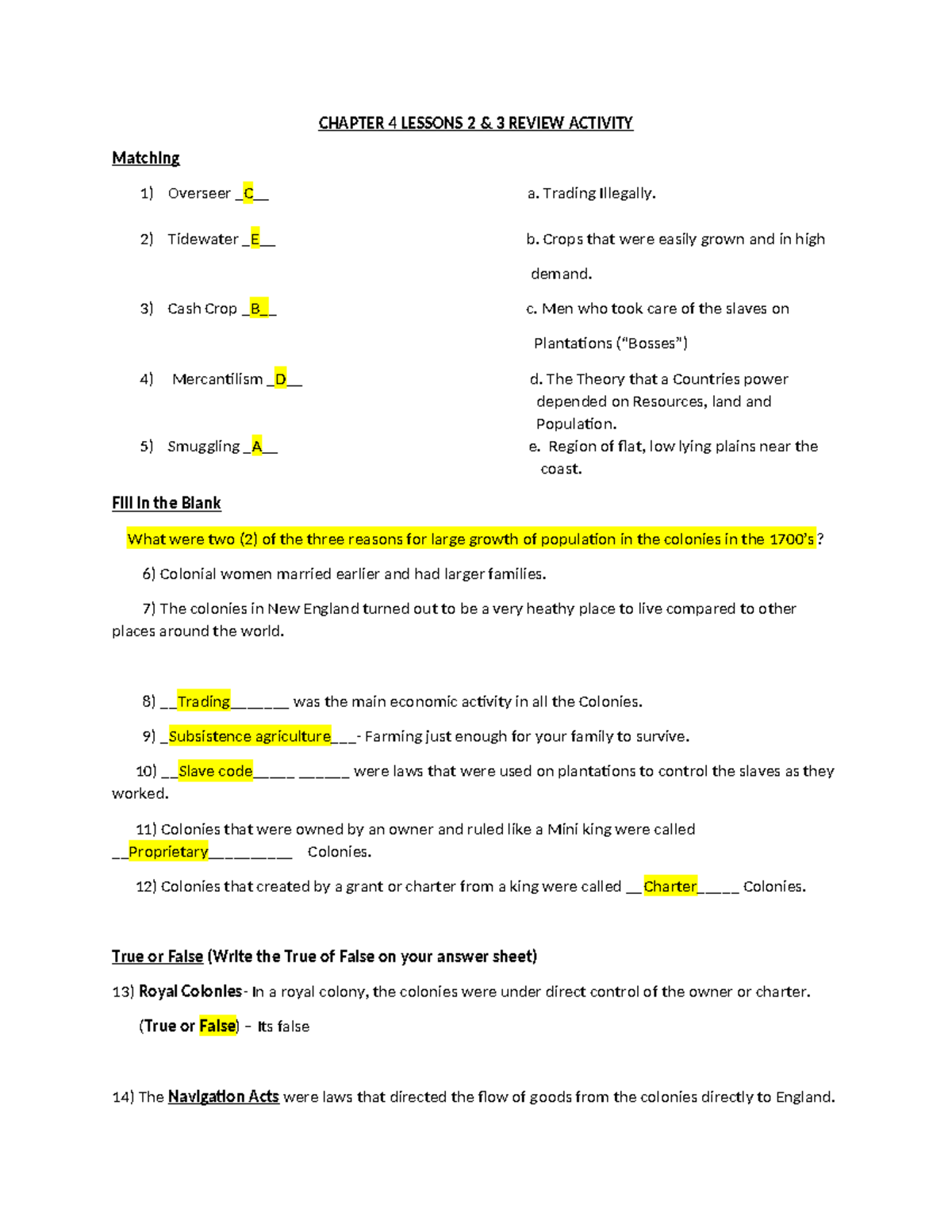 Chapter 4 Review Activity - CHAPTER 4 LESSONS 2 & 3 REVIEW ACTIVITY ...