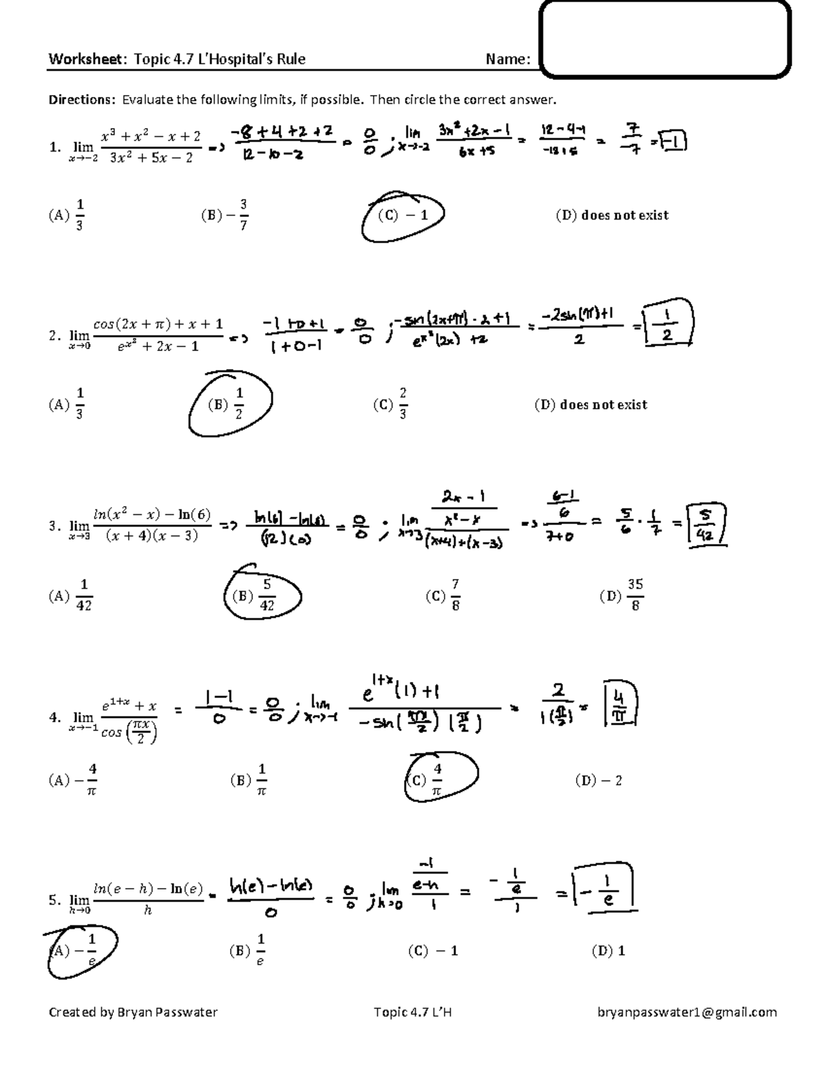 L'Hoptial Wk - L'Hoptial Wk by Bryanpasswater - Worksheet: Topic 4 L ...
