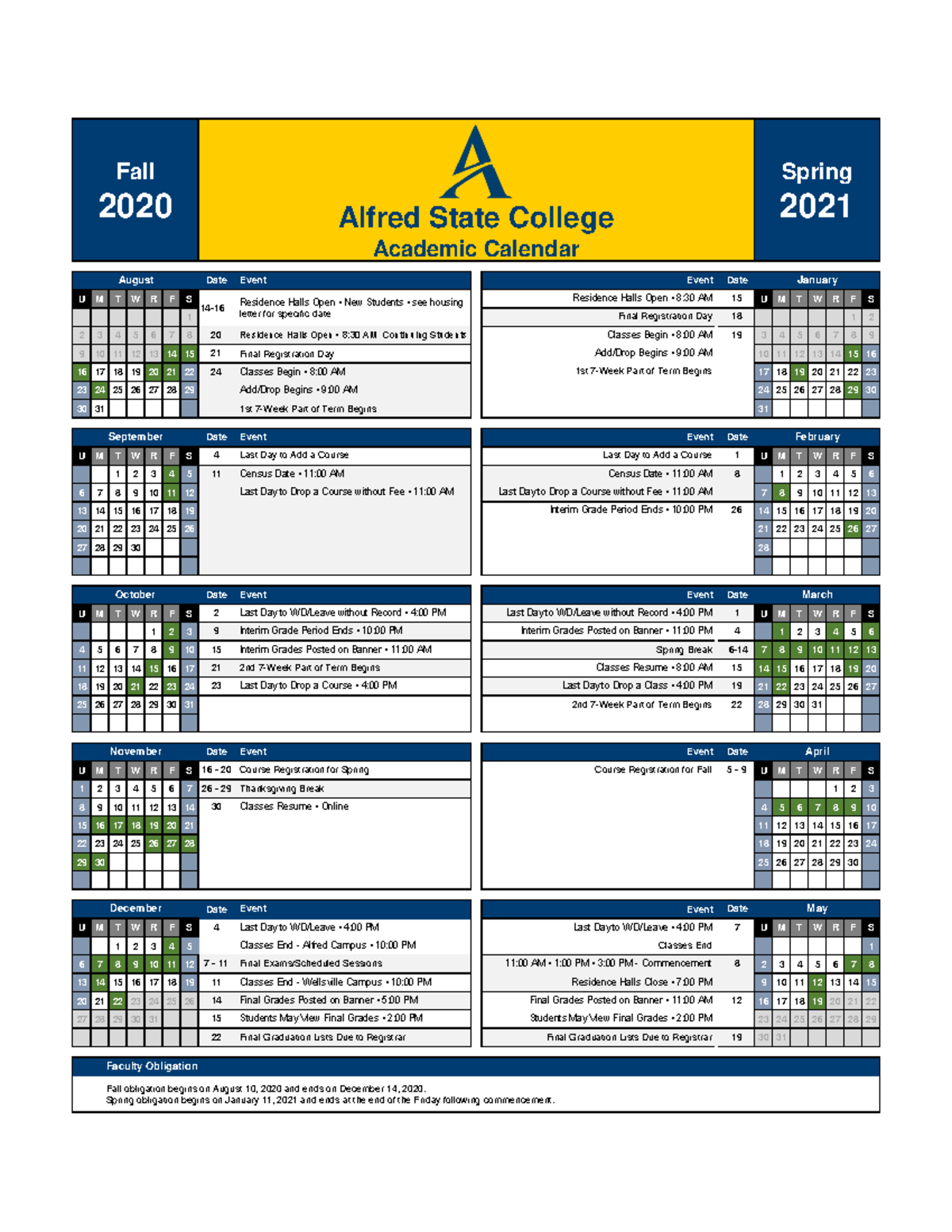 Academic Calendar 2020 2021 Revised 070920 - U M T W R F S U M T W R F ...