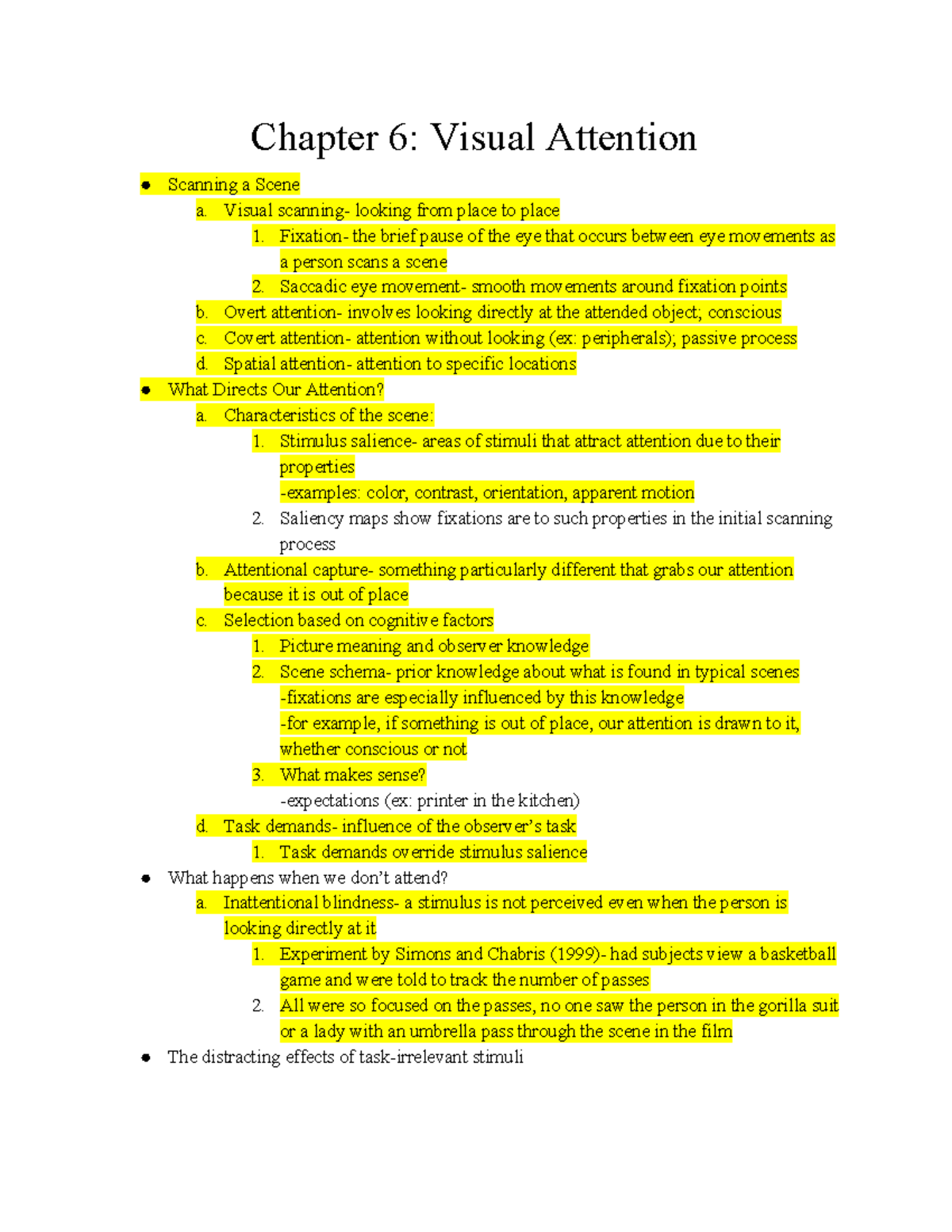 Sensation&Perception Ch - Chapter 6: Visual Attention Scanning a Scene ...