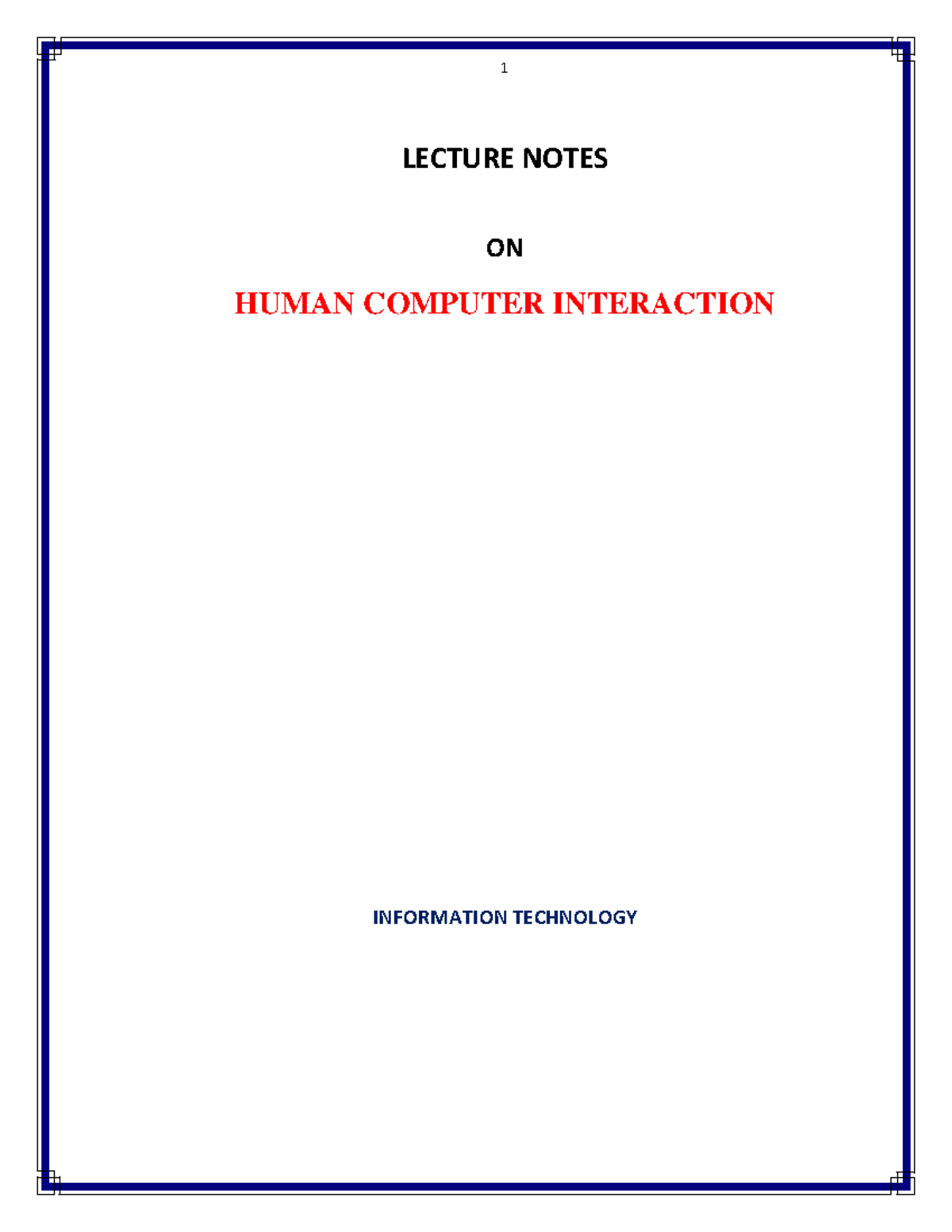 HCI 101 Lecture Notes: Insights on Human-Computer Interaction - Studocu