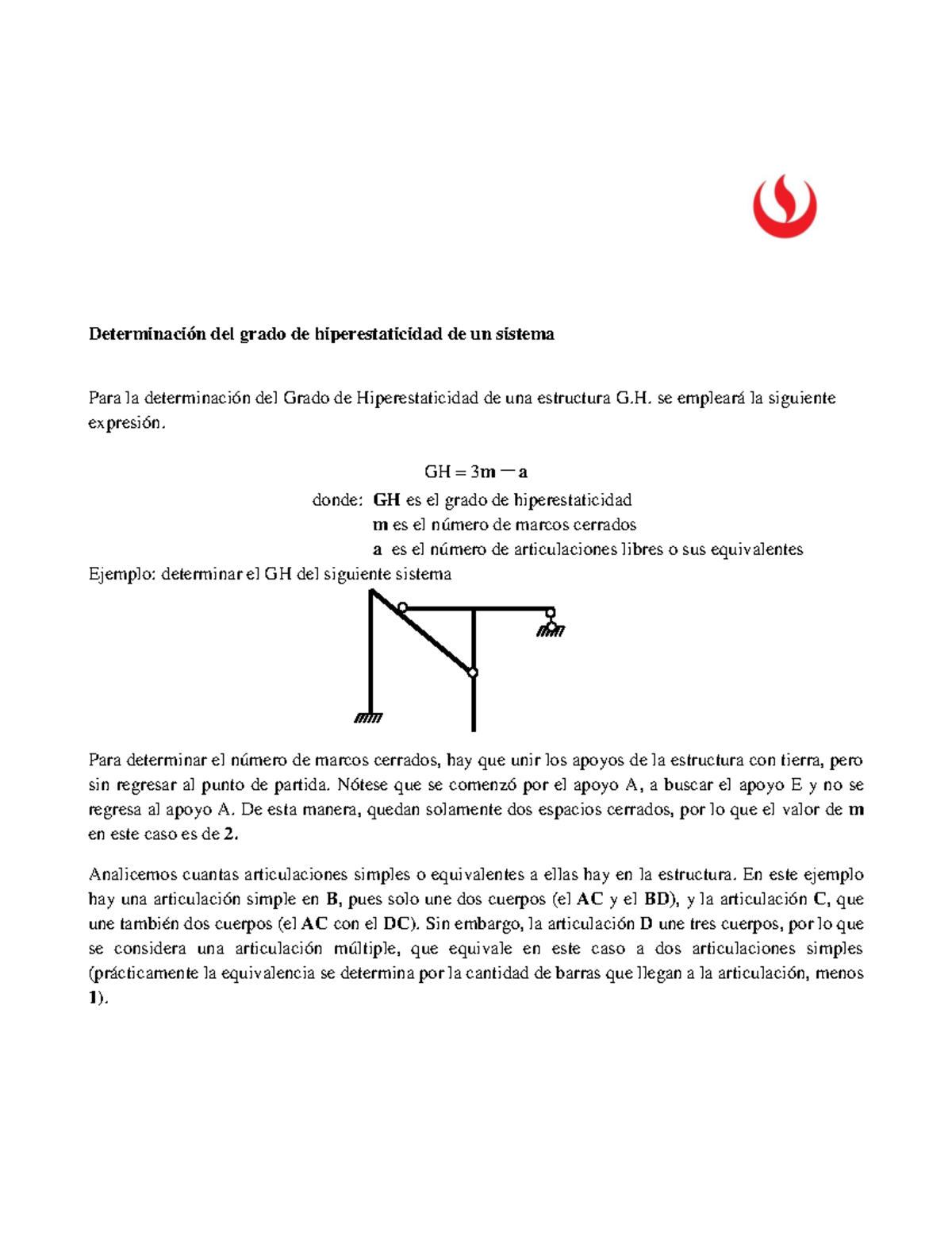 1.1 Cálculo del Grado de Hiperestaticidad en Sistemas Estructurales ...