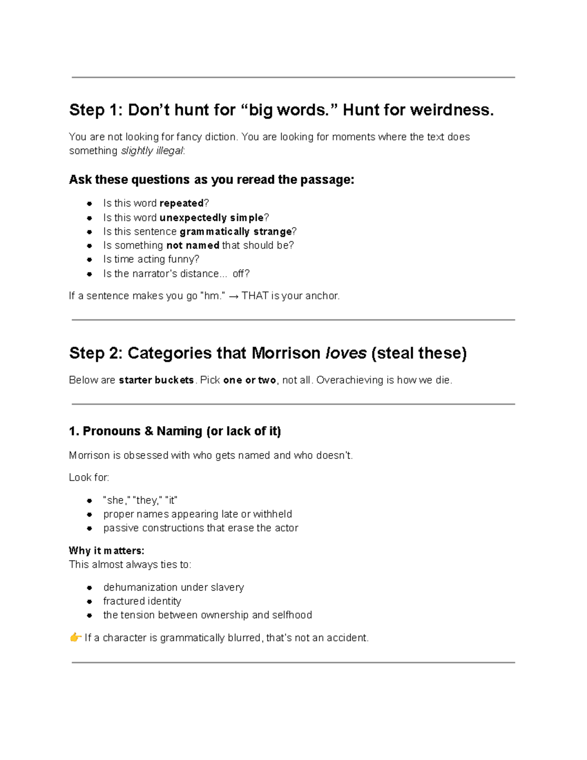 Guide to Lit Close Analysis: Unpacking Morrison's Techniques - Studocu