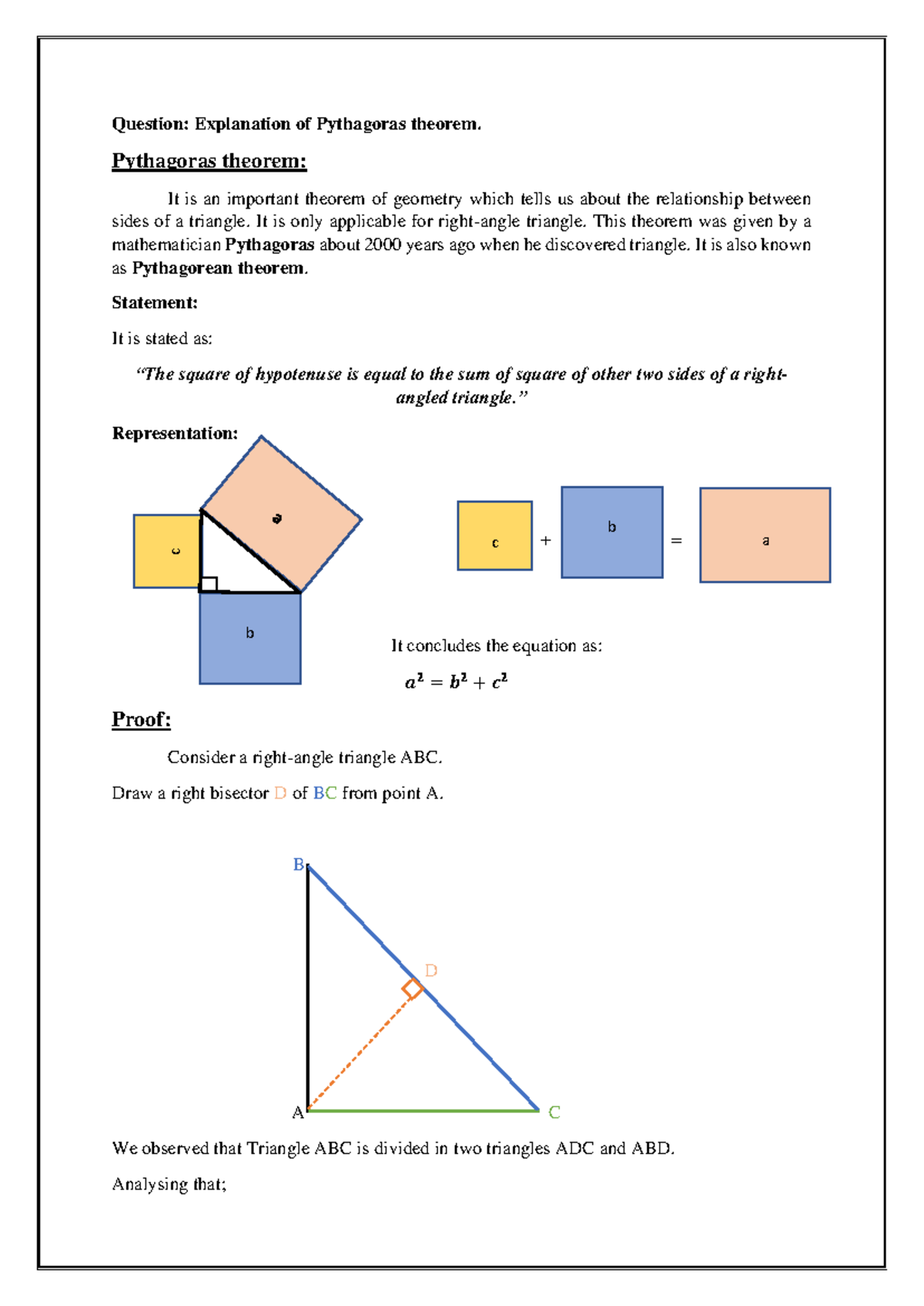 Proof of Pythagorean Theorem - Q01-SP Geometry Explanation - Studocu
