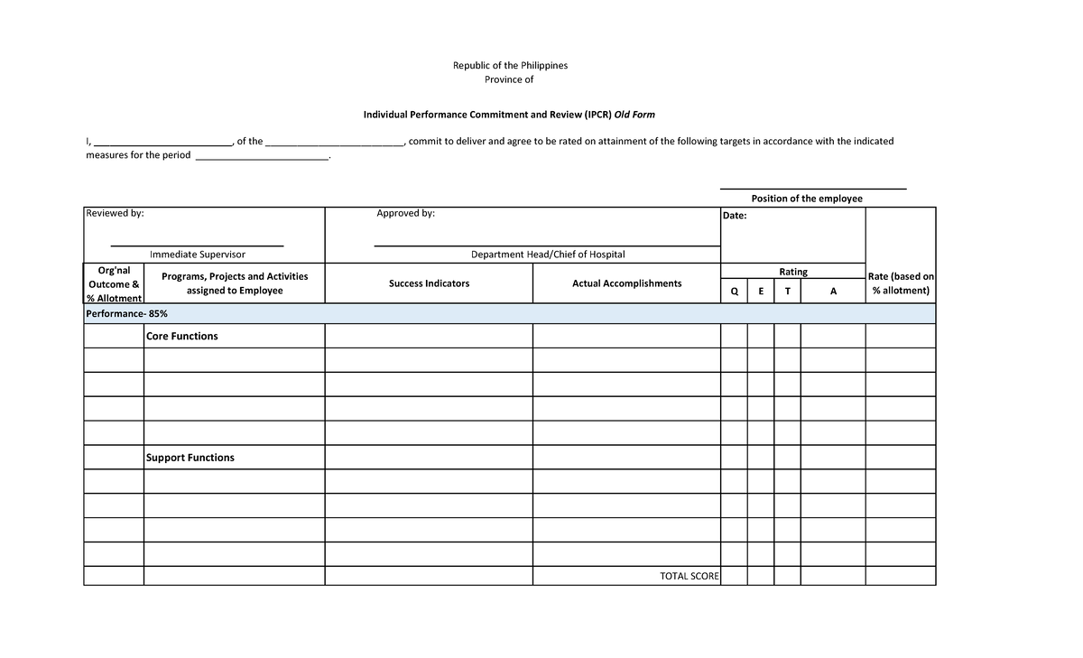 OLD-IPCR-Form PAGE 1 - IPCR for working - Republic of the Philippines ...