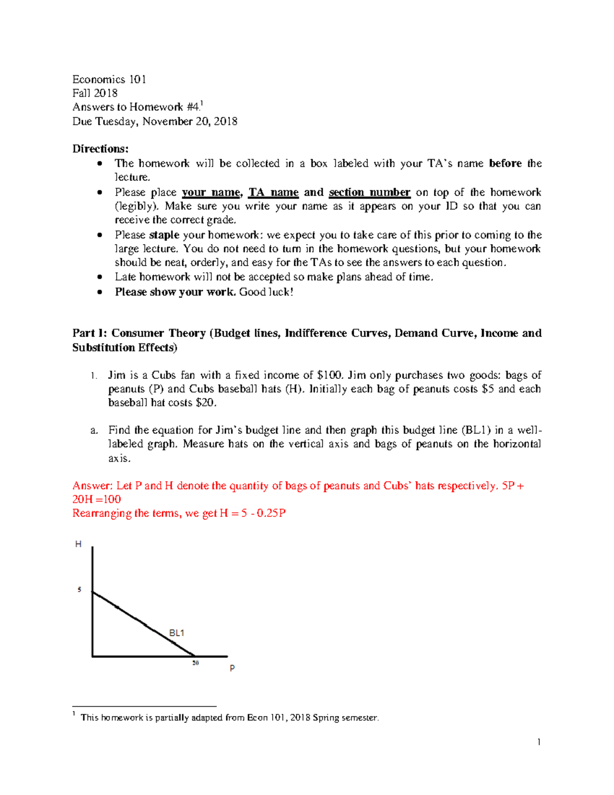 Economics 101 Fall 2018 Homework #4 Answers and Analysis - Studocu