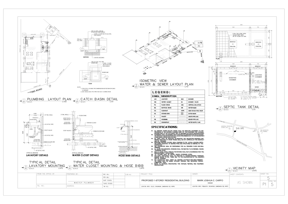 P1 - Plumbing Plan for Proposed Residential Building Utilities - Studocu