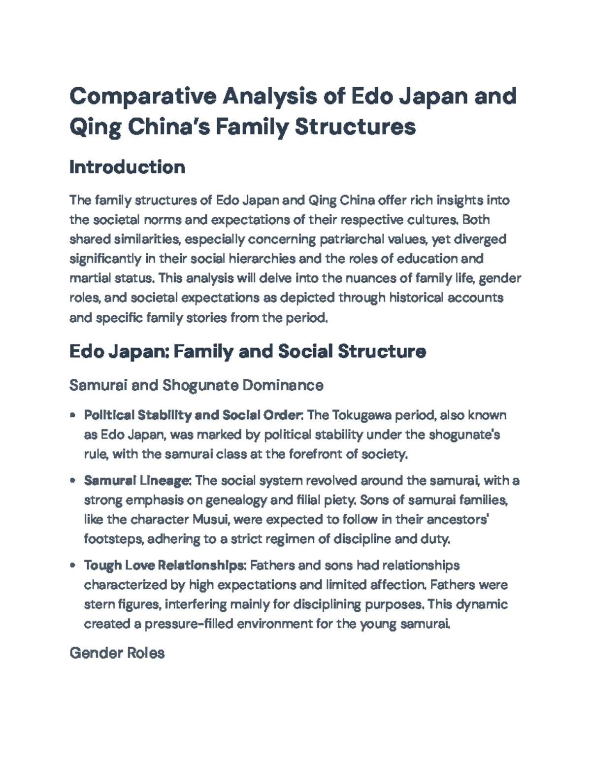 Comparative Analysis of Family Structures in Edo Japan & Qing China ...