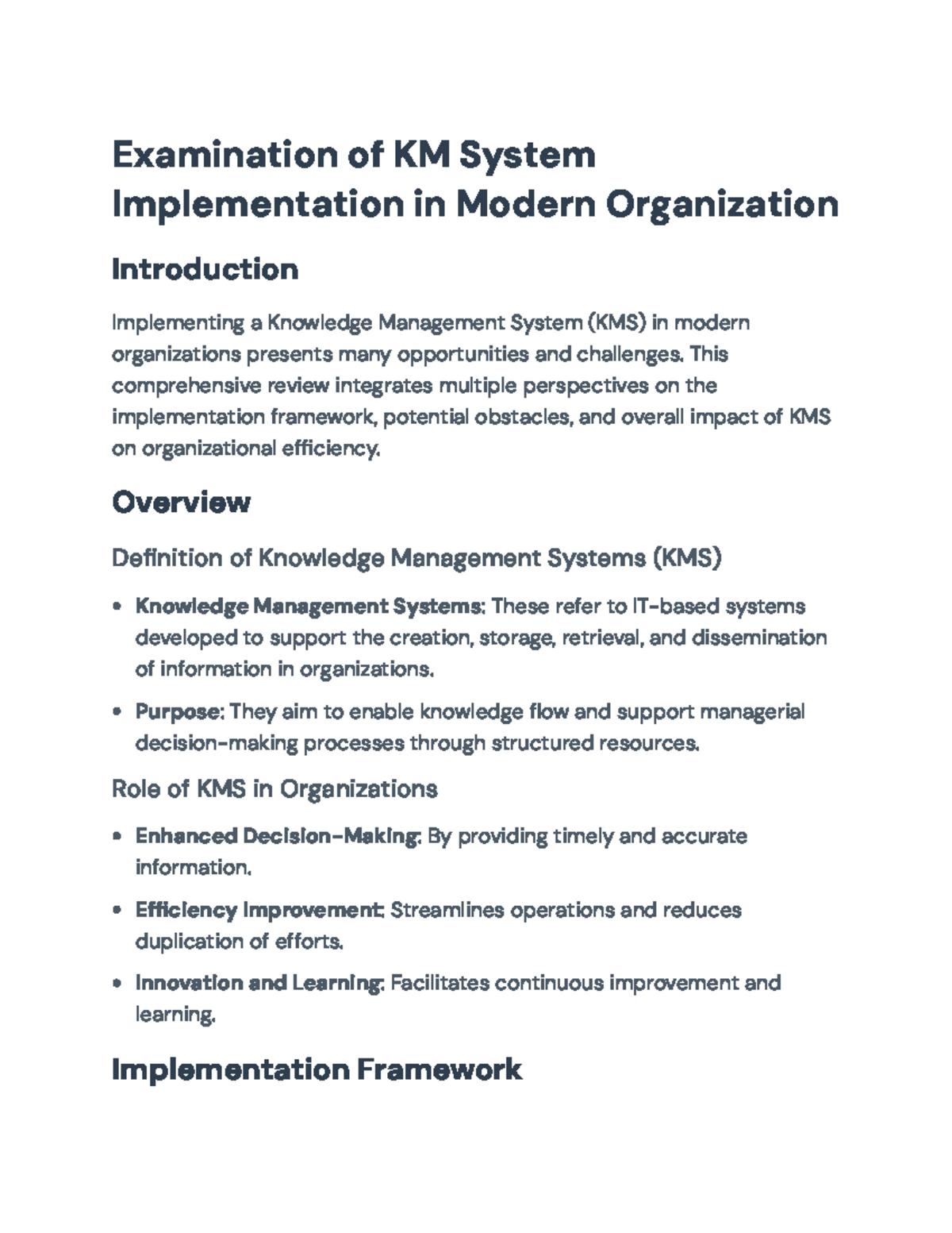 KMS Implementation in Modern Organizations: Opportunities and ...