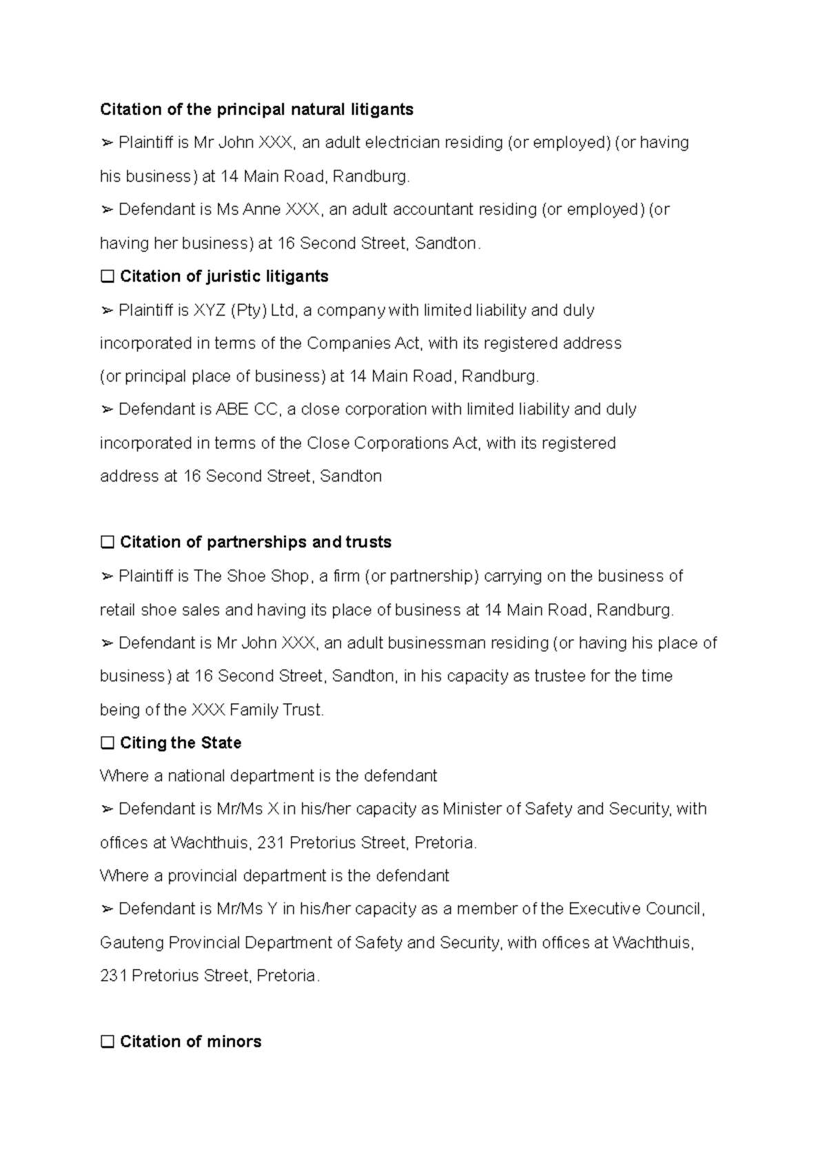 Citation Examples: How to Cite Parties in Litigation (LAW 101) - Studocu