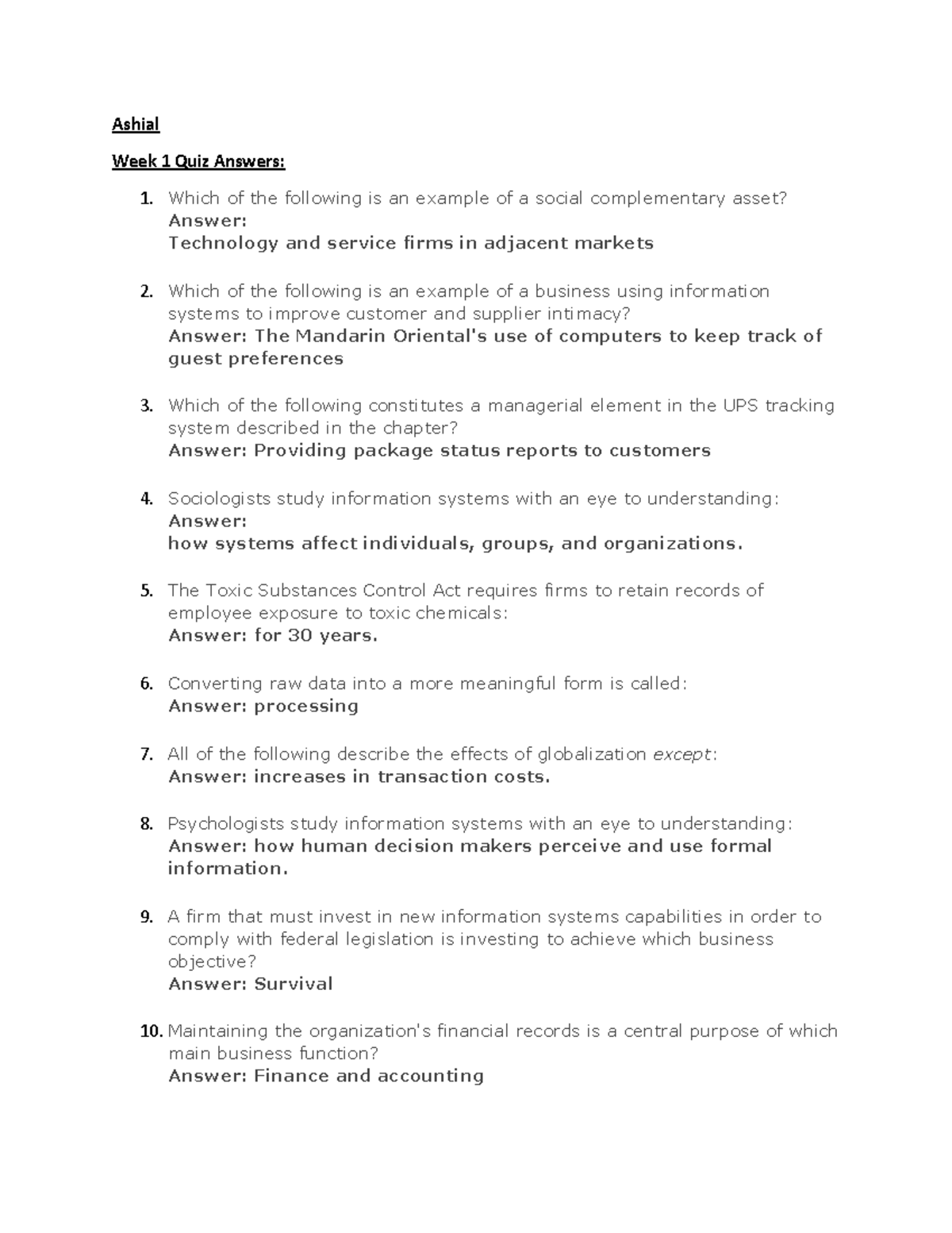 Final Exam Prep - IS 101 Quiz Answers and Study Guide - Studocu