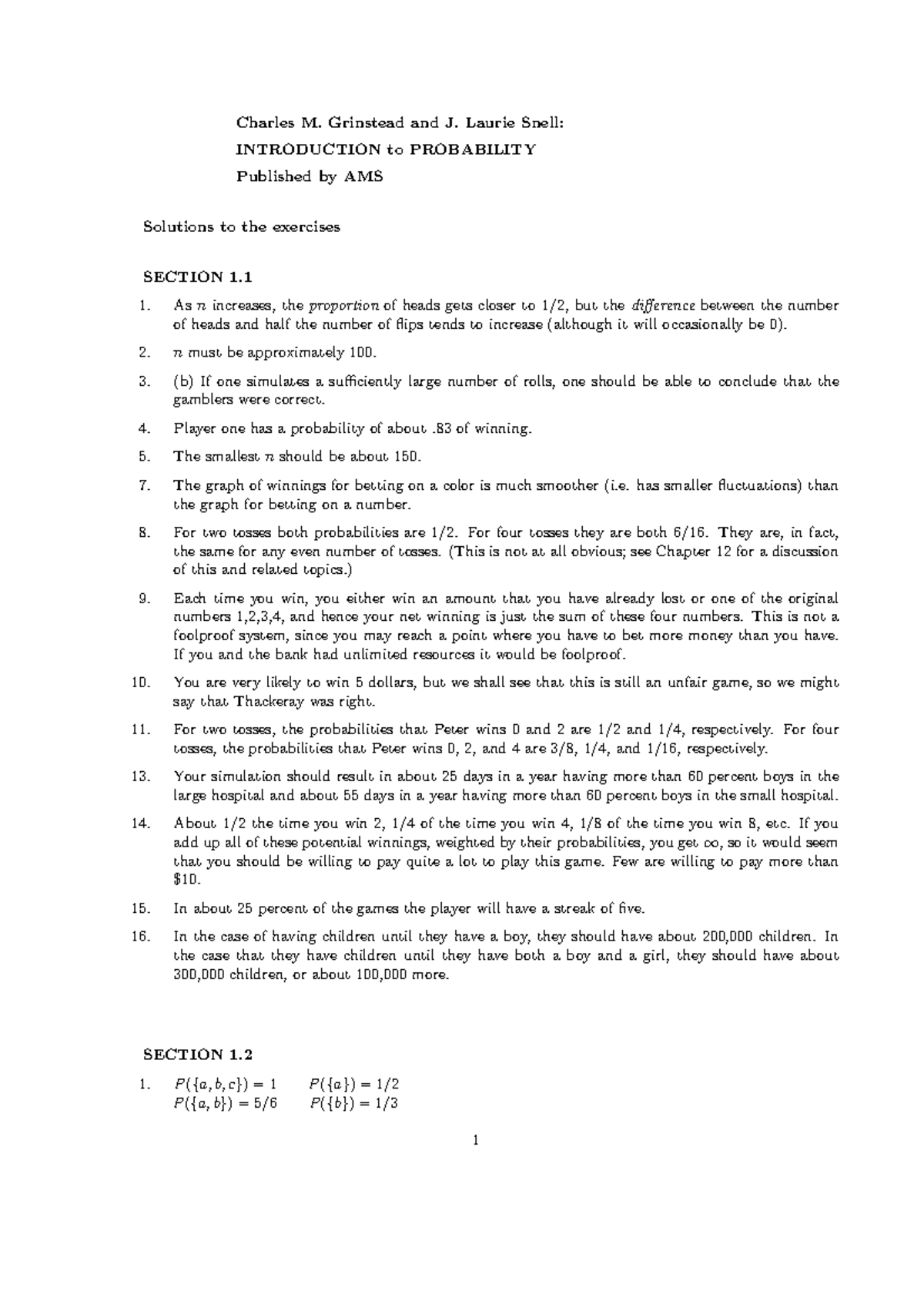 Probability Study Guide: Solutions for Introduction to Probability ...