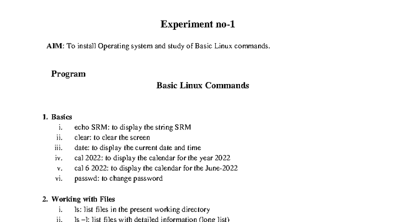 OS Lab: Installation & Basic Linux Commands (CS101) - Studocu