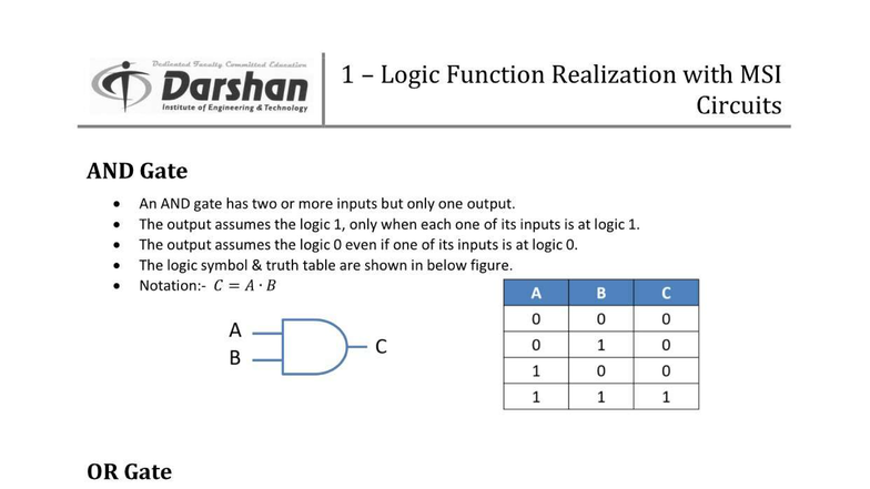 Digital Fundamentals I (3130704) - Logic Function Realization Notes ...