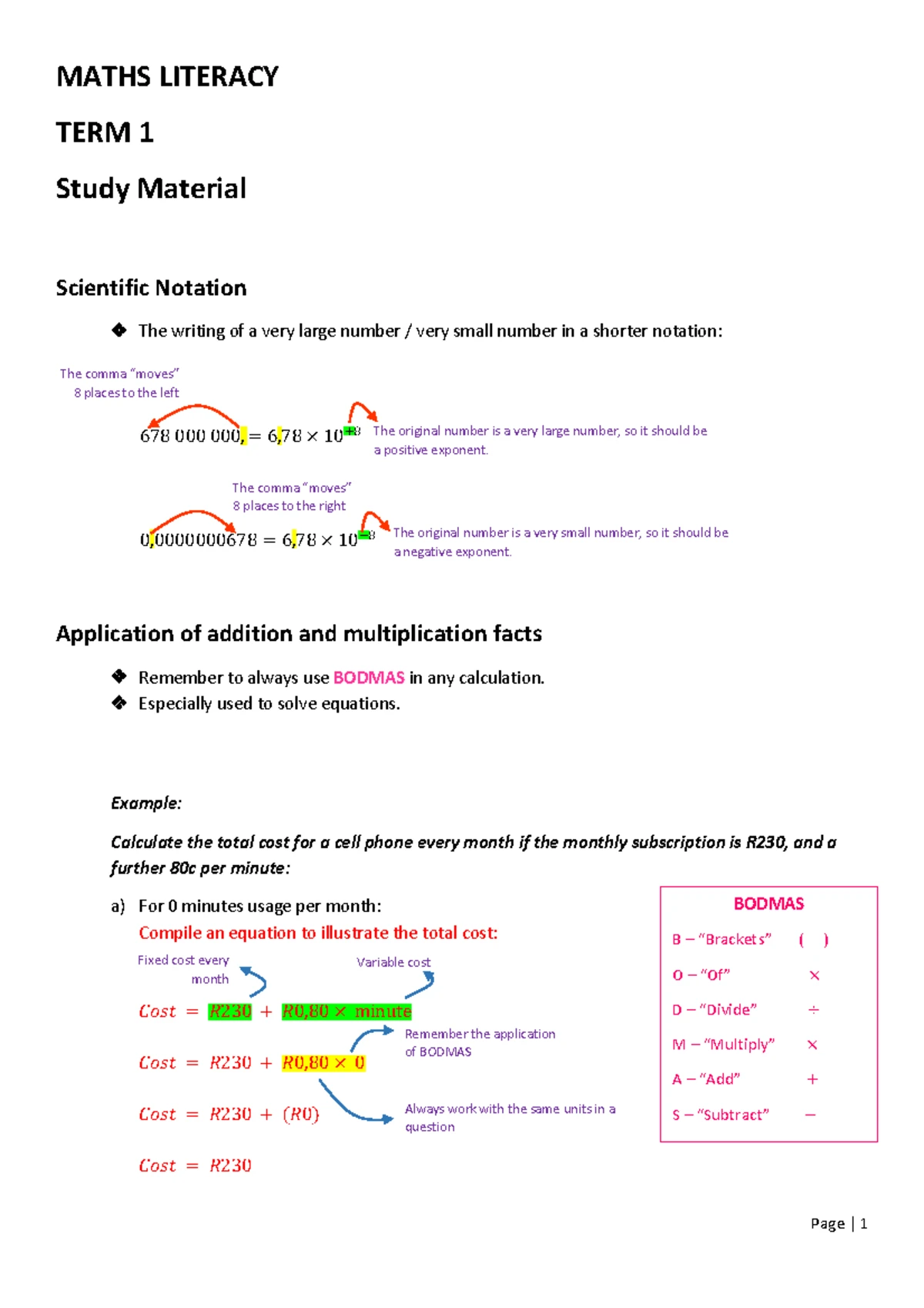 Term 4 study notes - Grade 12 Term 4 Mathematical Literacy Study Notes ...