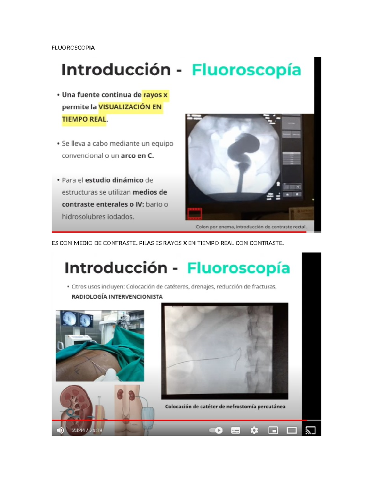 1 Imgenologia Generalidades - FLUOROSCOPIA ES CON MEDIO DE CONTRASTE ...