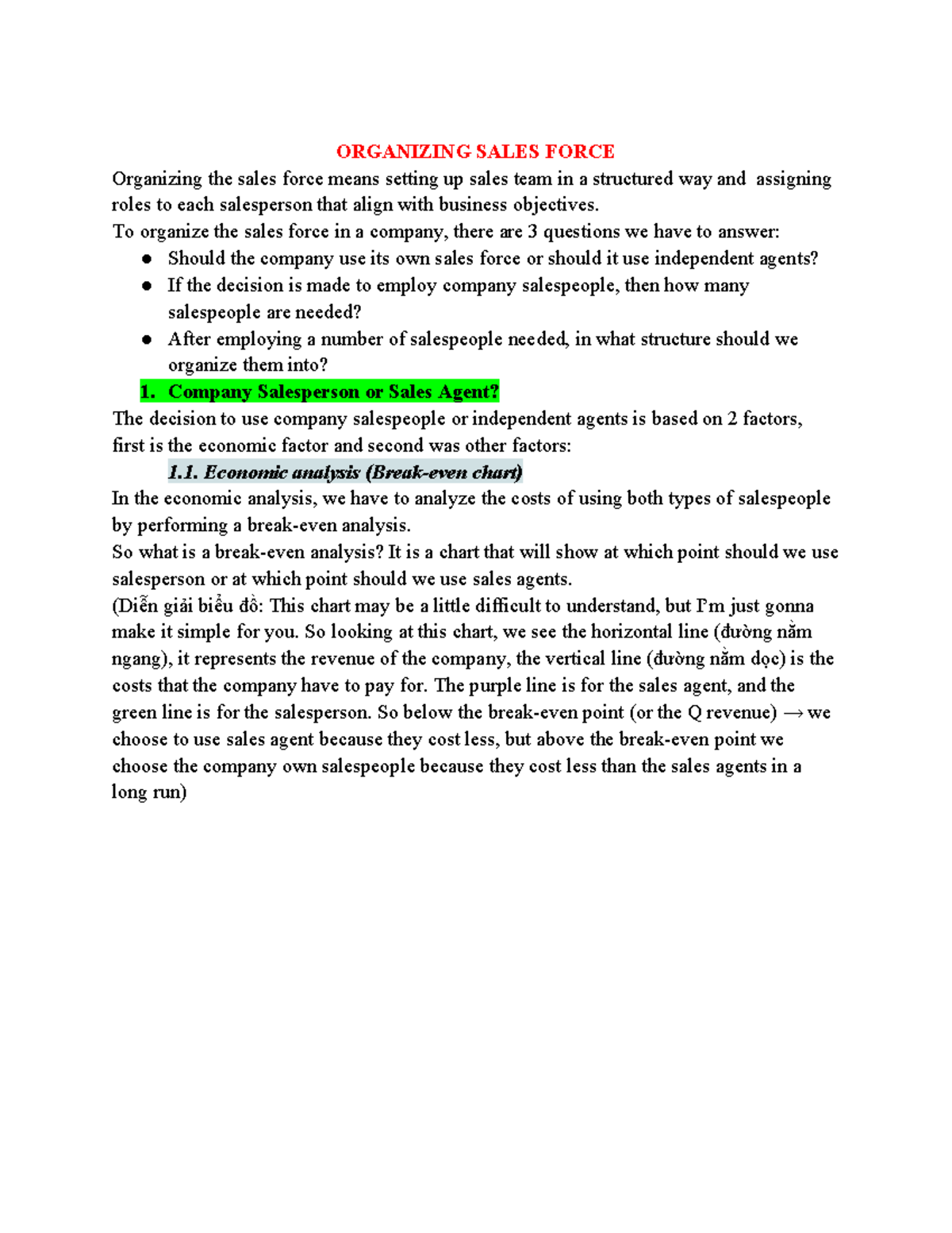 Organizing Sales Force: Strategies for Effective Team Structure - Studocu
