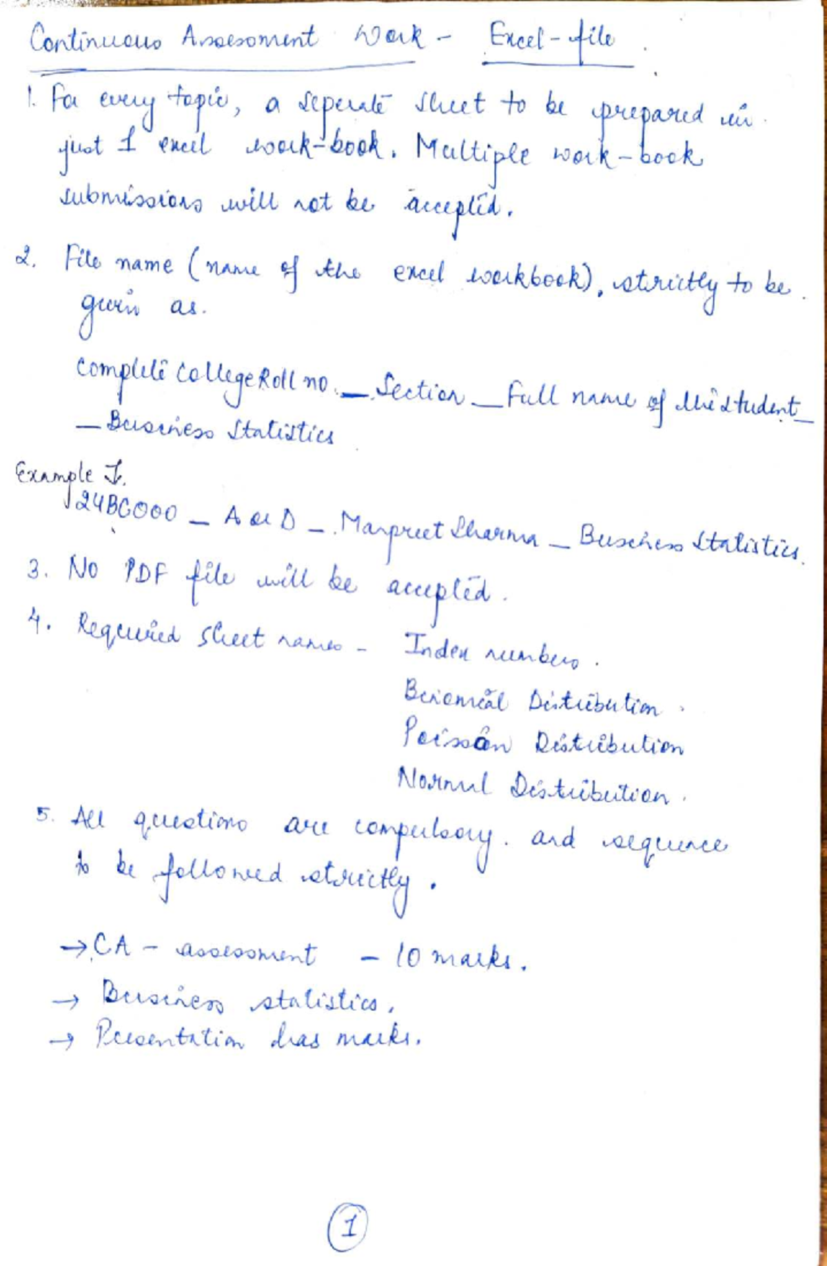 Continuous Assessment Work for Course 124BCO6: Final Exam Preparation ...