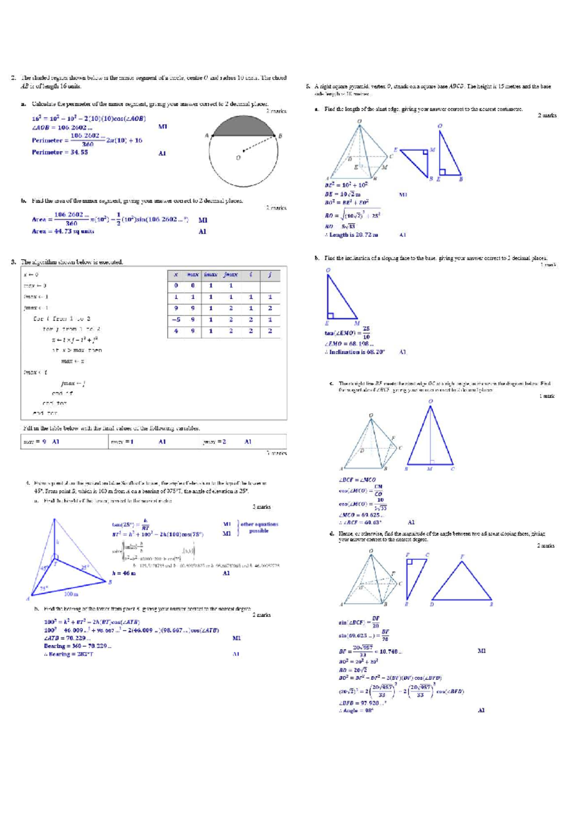Mathematics Study Notes: Geometry & Algorithms (Course Code: MATH101 ...