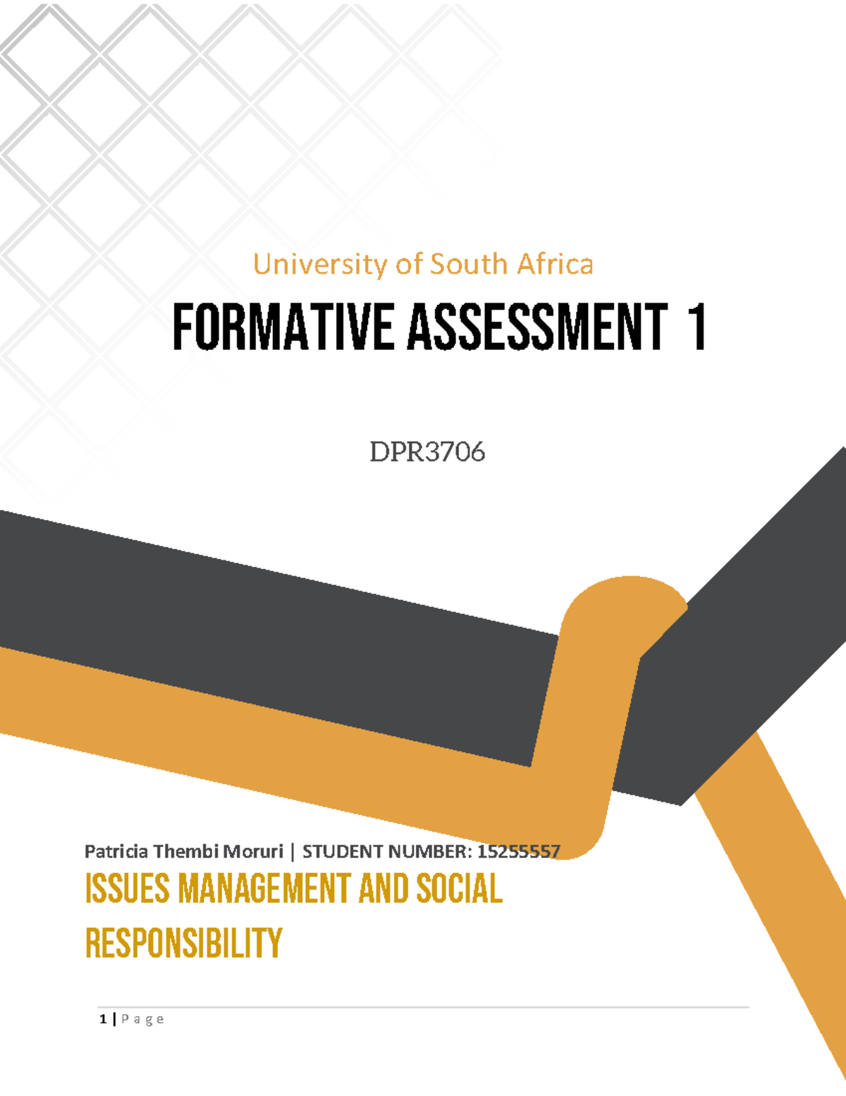 DPR3706 Formative Assessment 1: Issues Management & Social ...