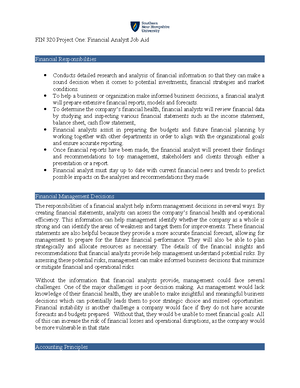 FIN 320 - Final Project Module 7 - FIN 320 Final Project Financial ...