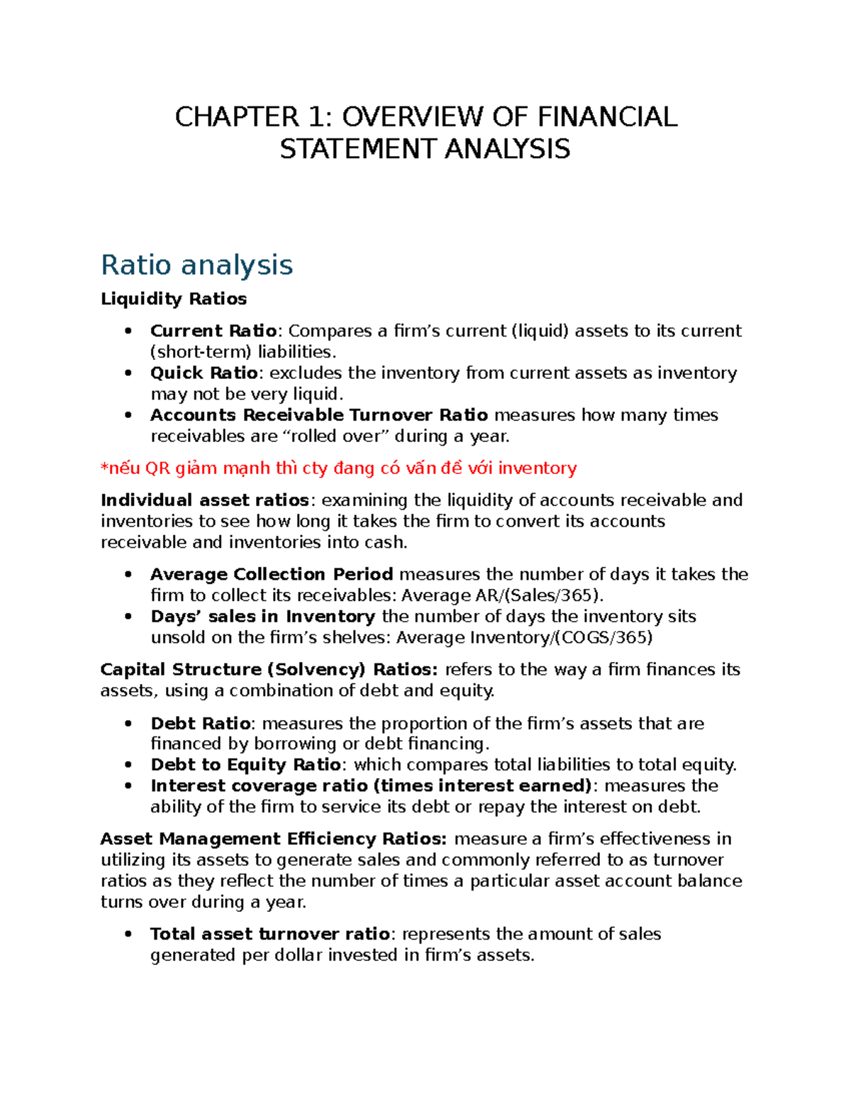 CHAPTER 1: OVERVIEW OF FINANCIAL STATEMENT ANALYSIS - Studocu