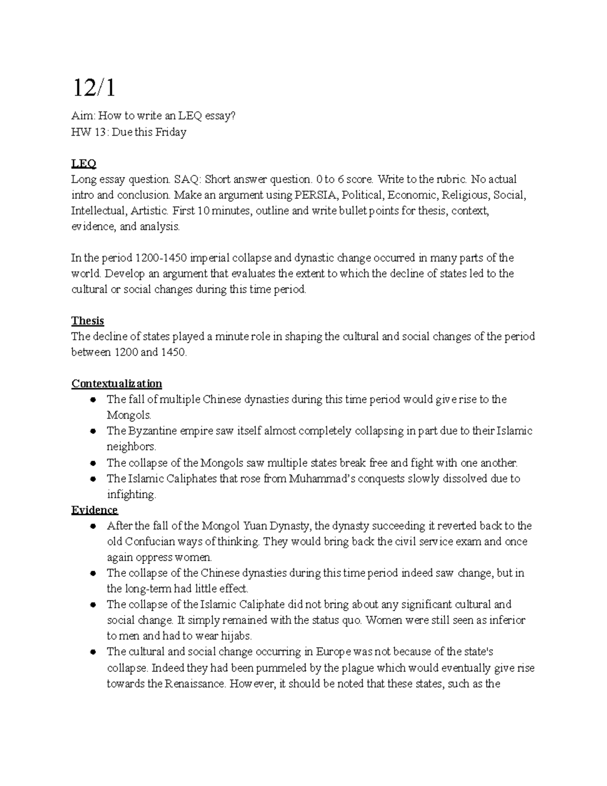 French Revolution Overview: Key Events and Social Changes - 12/ Aim: How to write an LEQ essay ...