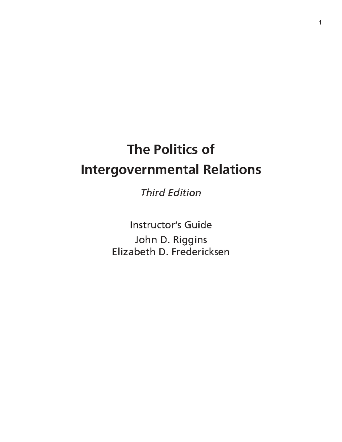 The Politics of Intergovernmental Relations (IGR) Case Study Guide ...