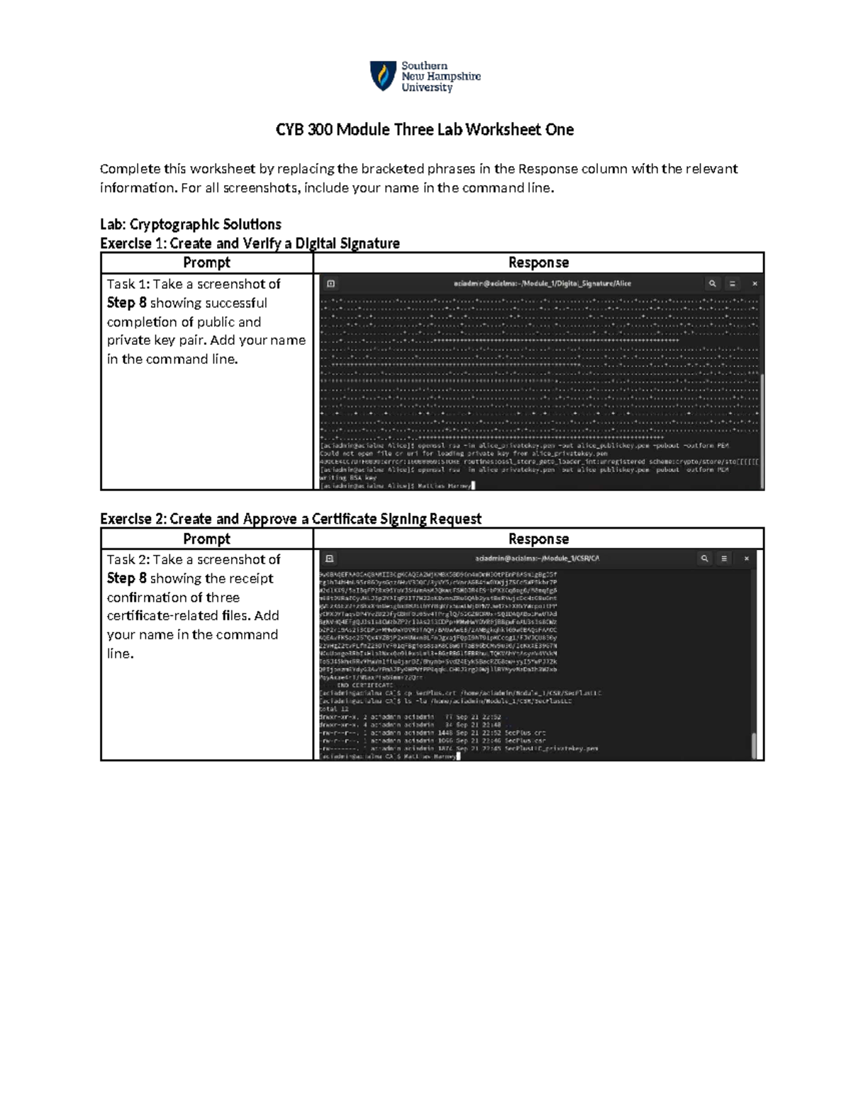 CYB 300 Module 3 Lab Worksheet: Cryptographic Solutions - Studocu