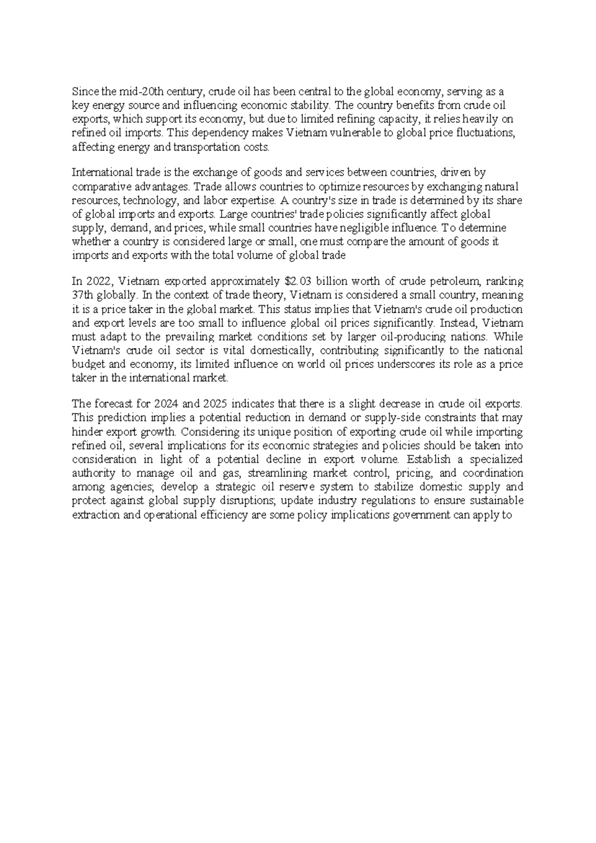 Essay - tieng anh - Since the mid-20th century, crude oil has been ...