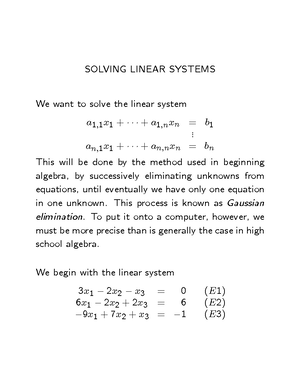 Numerical Methods for Differential Equations & Linear Systems (MATH 202 ...
