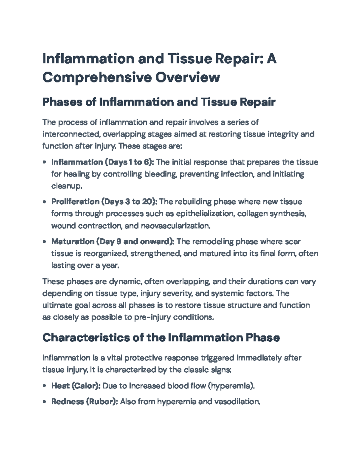 Inflammation and Tissue Repair: Phases and Healing Dynamics Overview ...