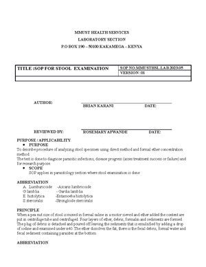 SOP FOR DU TEST - STANDARD OPERATING PROCEDURES SOP Title DU TEST SOP ...
