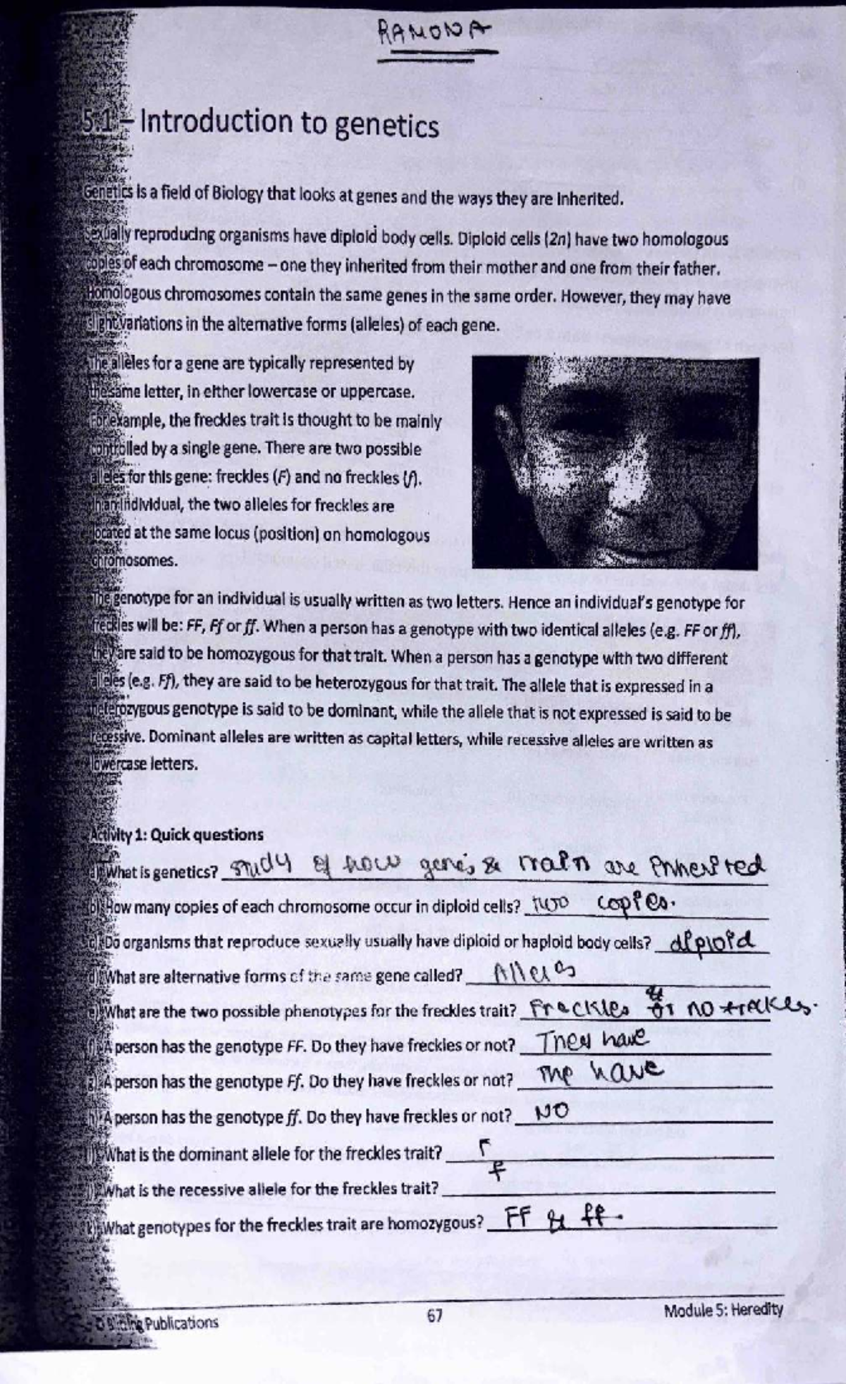 Bio 101: Genetics Variation Practice Worksheet - Studocu