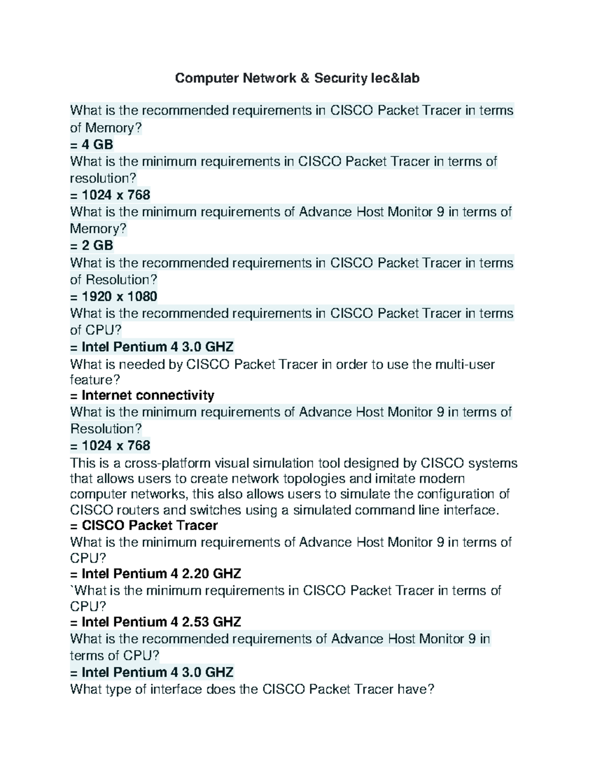 Final Exam: Computer Network & Security Requirements Overview - Studocu